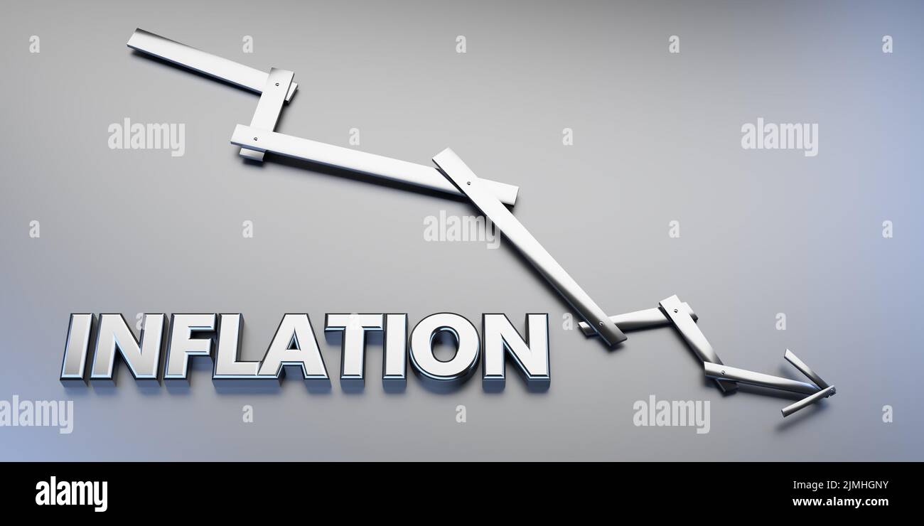 Inflation symbol with arrow in front of background - 3D illustration ...