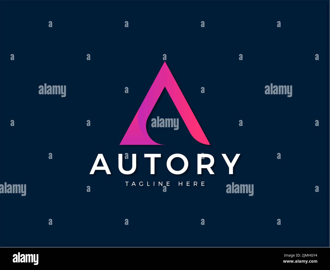A modern logo with Autory name in the middle with a "tagline here ...