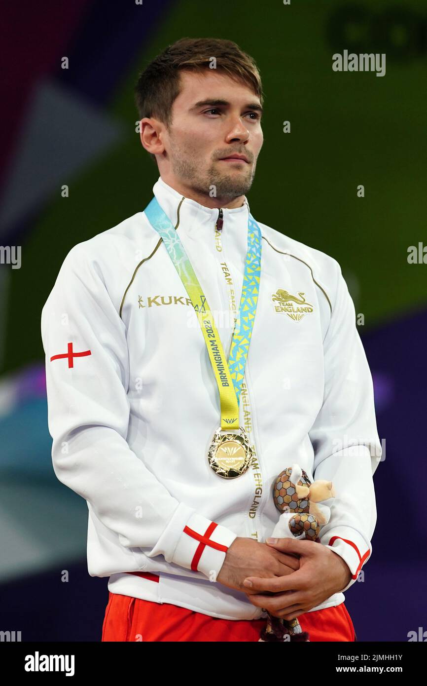 England's Daniel Goodfellow on the podium with a gold medal during the ...