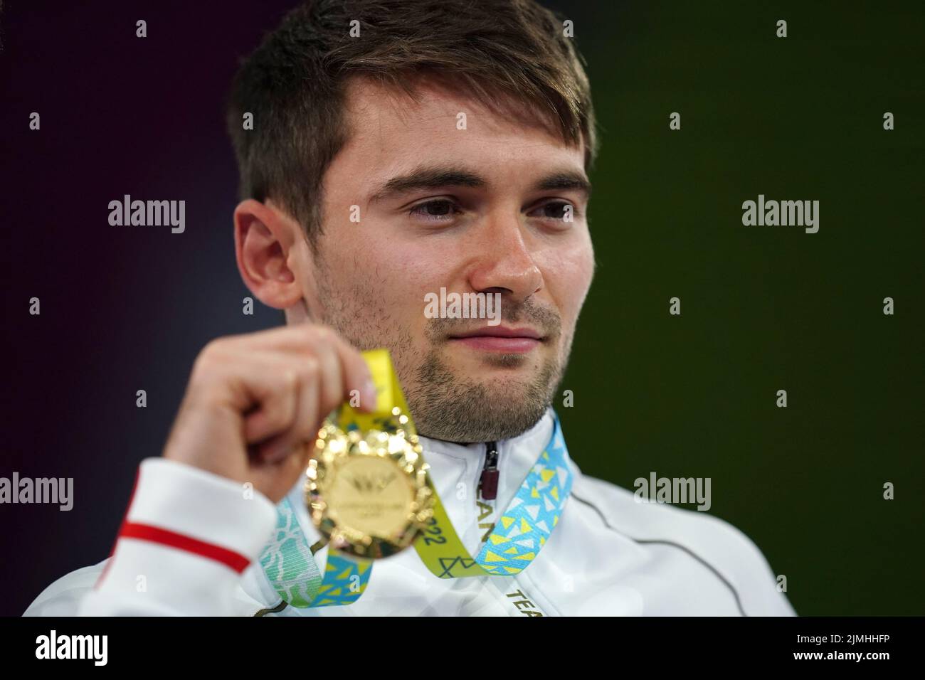 England's Daniel Goodfellow on the podium with a gold medal during the ...
