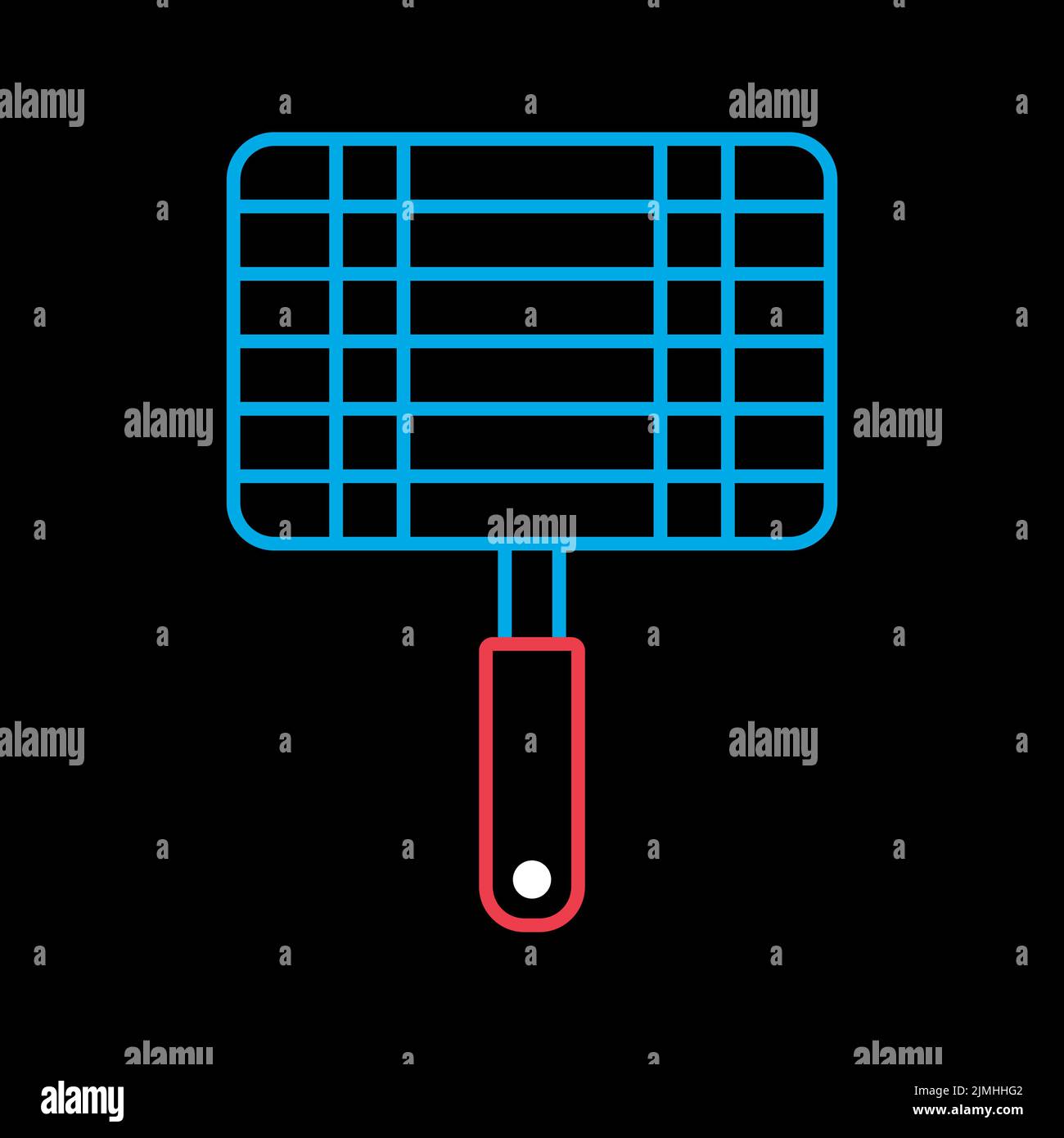 Barbecue, grill steel grid isolated on black background icon. Graph ...