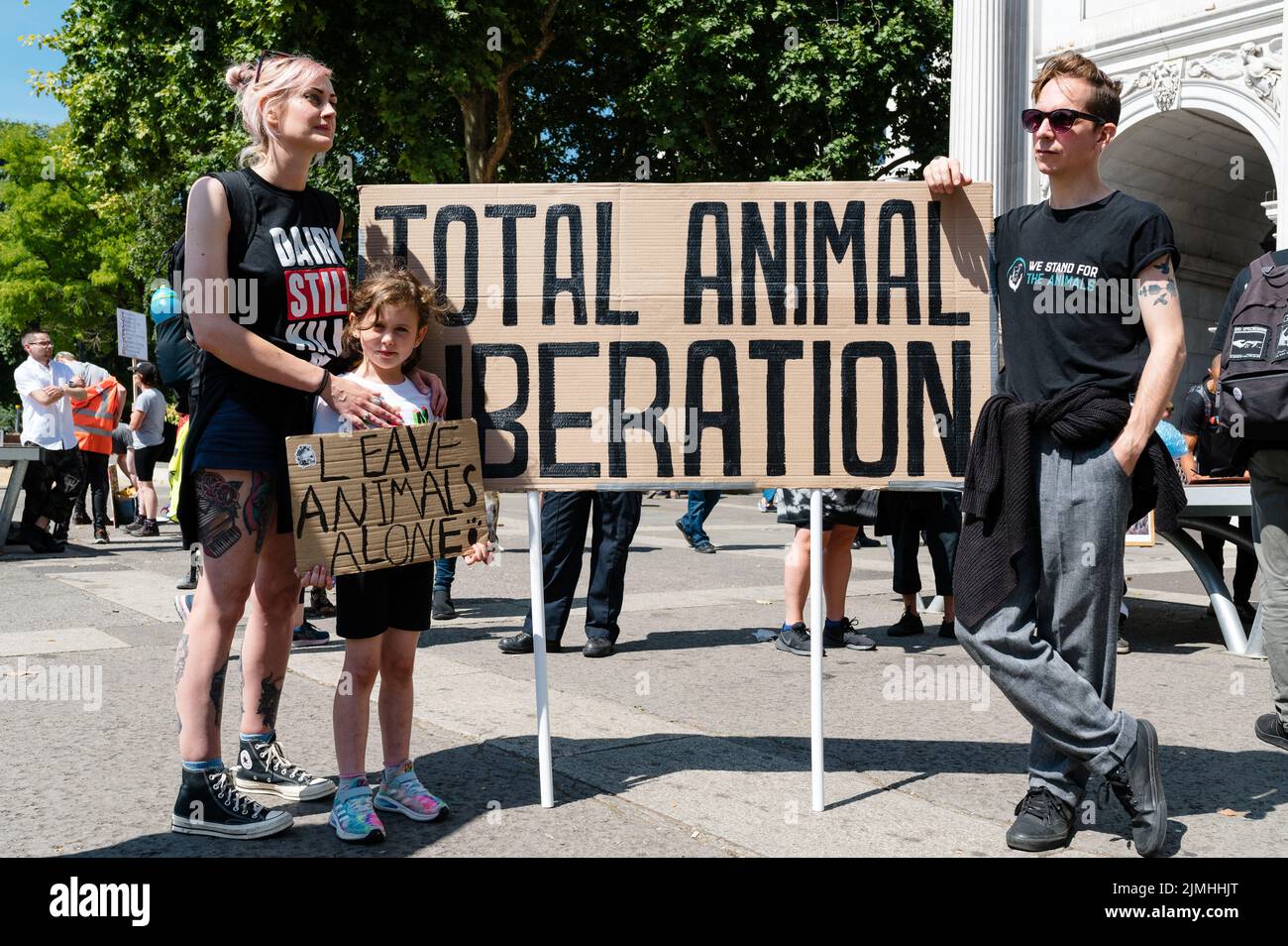 London, UK. 6 August 2022. Animal rights activists march in London for ...