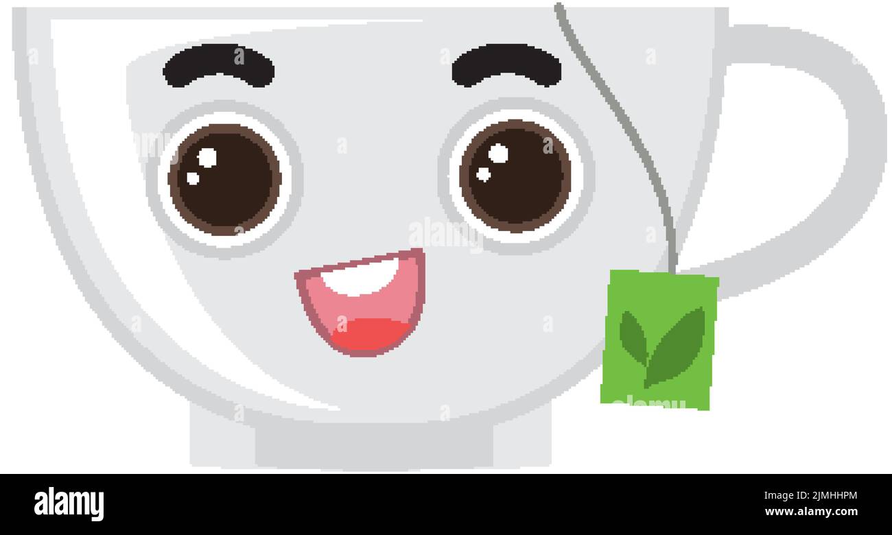 Tea cup with cute face illustration Stock Vector Image & Art - Alamy