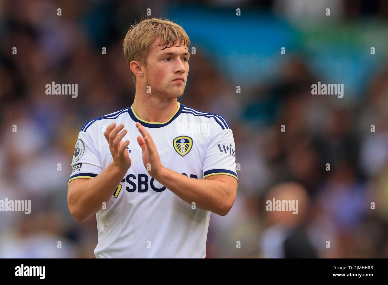 Joe Gelhardt #30 of Leeds United applauds the fans at the end of the ...