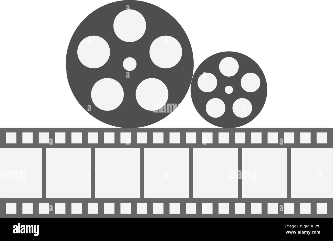 A vector flat design of film reel logo and play icon isolated on white ...