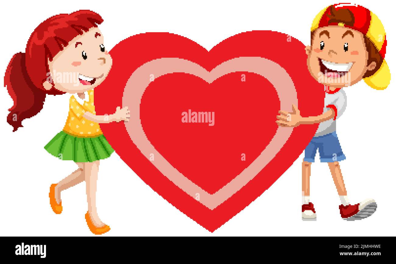 Big heart with cartoon character illustration Stock Vector Image & Art ...