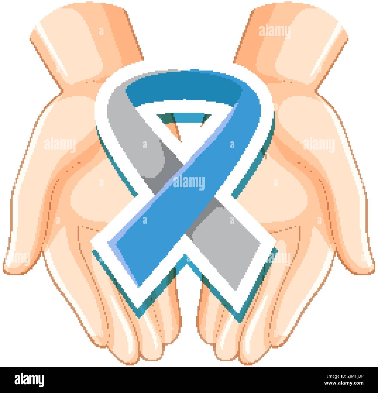 Blue ribbon on hands illustration Stock Vector Image & Art - Alamy