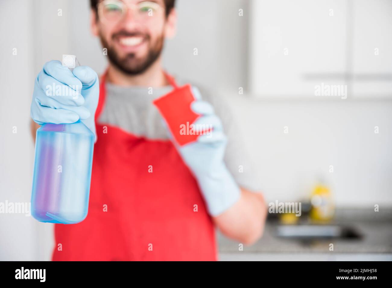 Man cleaning home broom hi-res stock photography and images - Alamy
