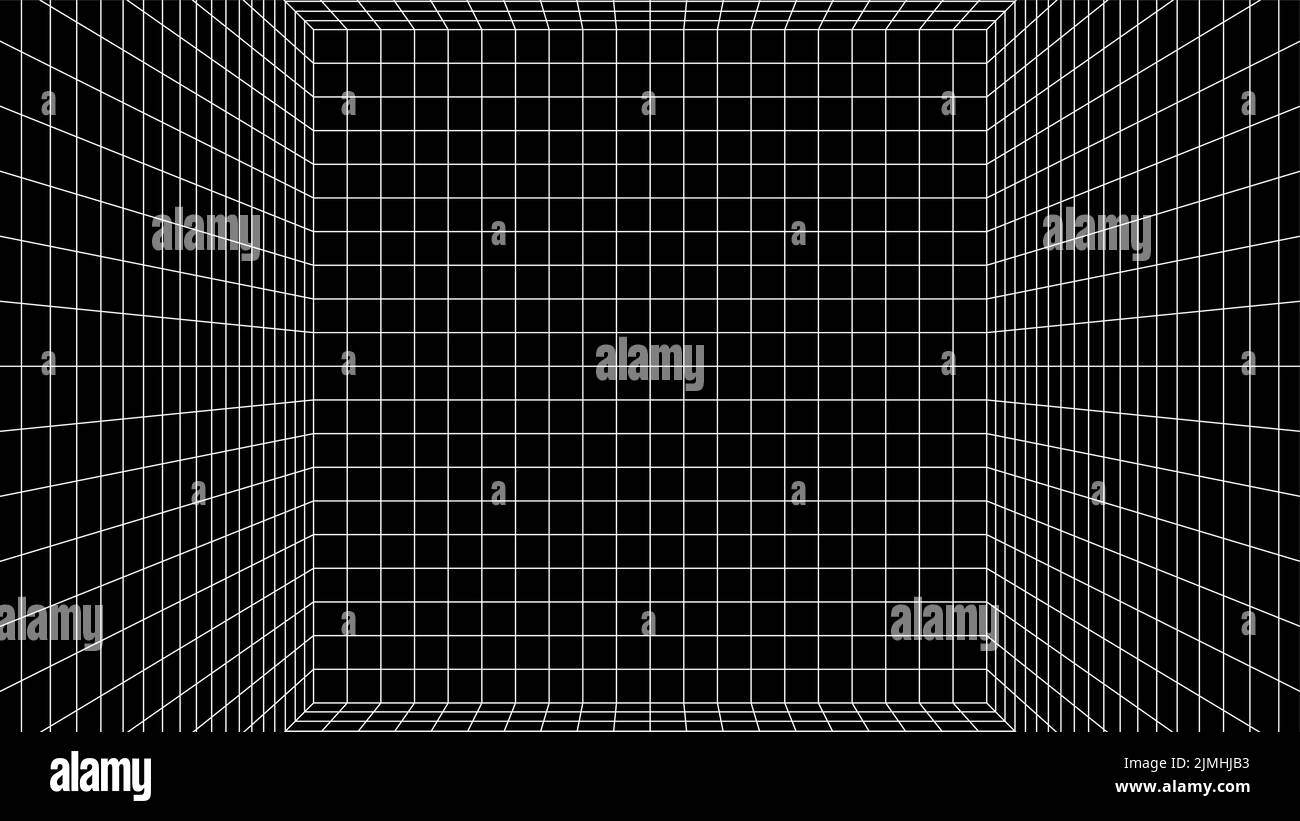 Abstract 80s styled computer background. Sci-fi architecture interior ...