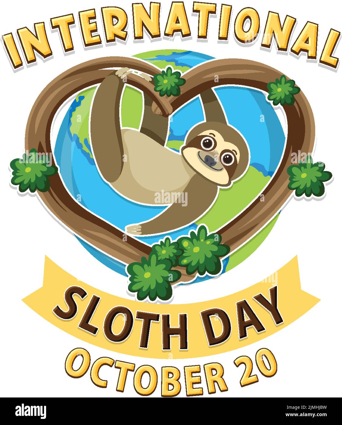 International sloth day banner concept vector illustration Stock Vector ...