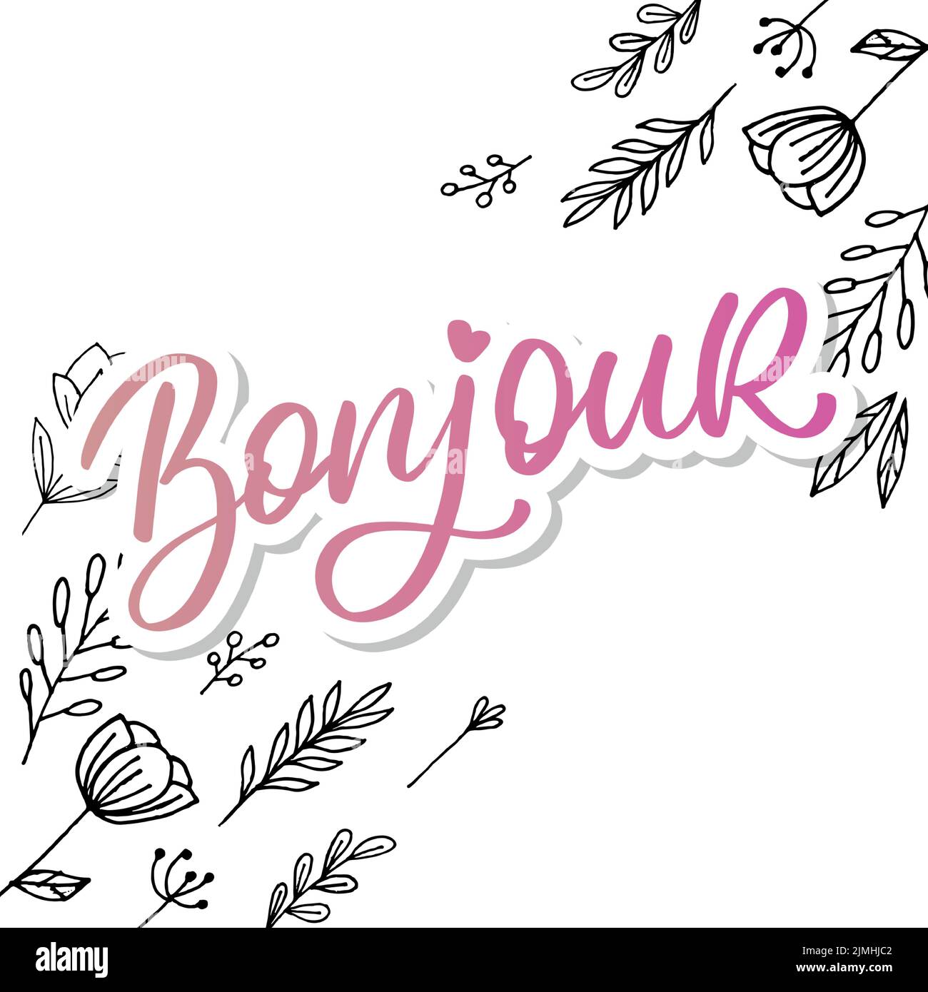 Bonjour Paris Phrase Vector Lettering Calligraphy Brush Chalkboard ...
