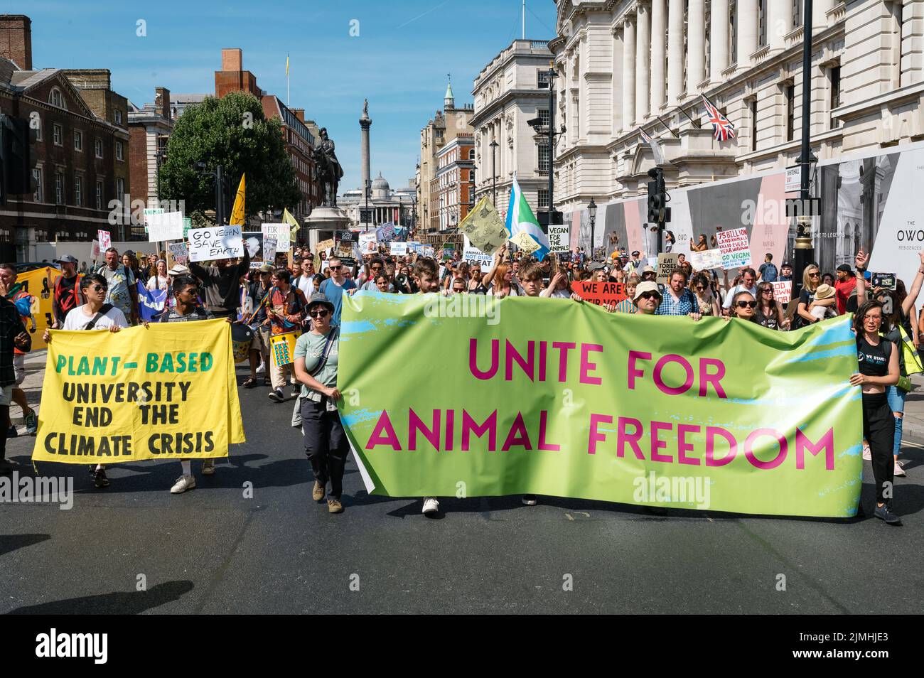 London, UK. 6 August 2022. Animal rights activists march in London for ...