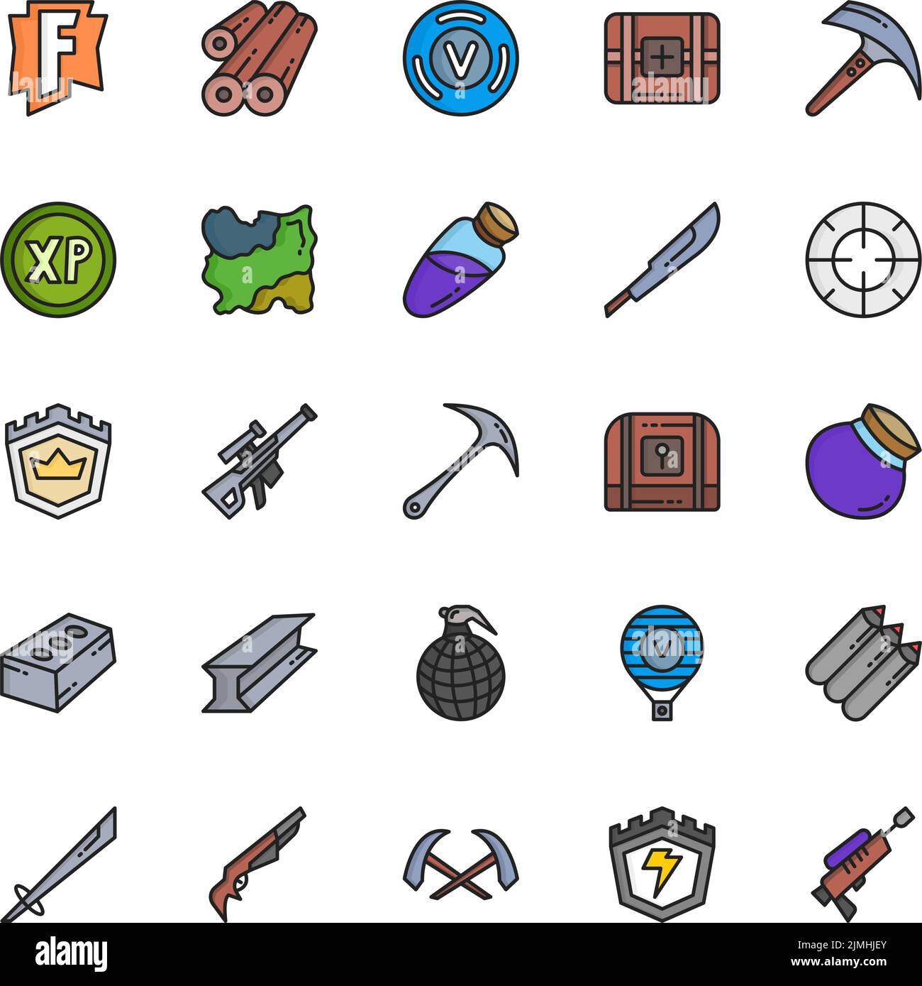 A set of colorful videogame icons with a white background Stock Vector ...