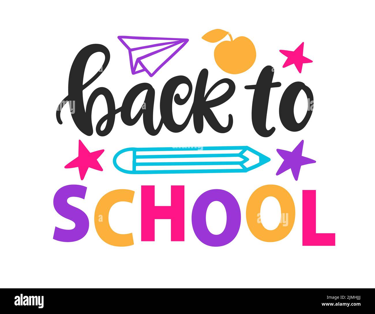 Back to School Vector hand lettering banner template Stock Vector Image ...