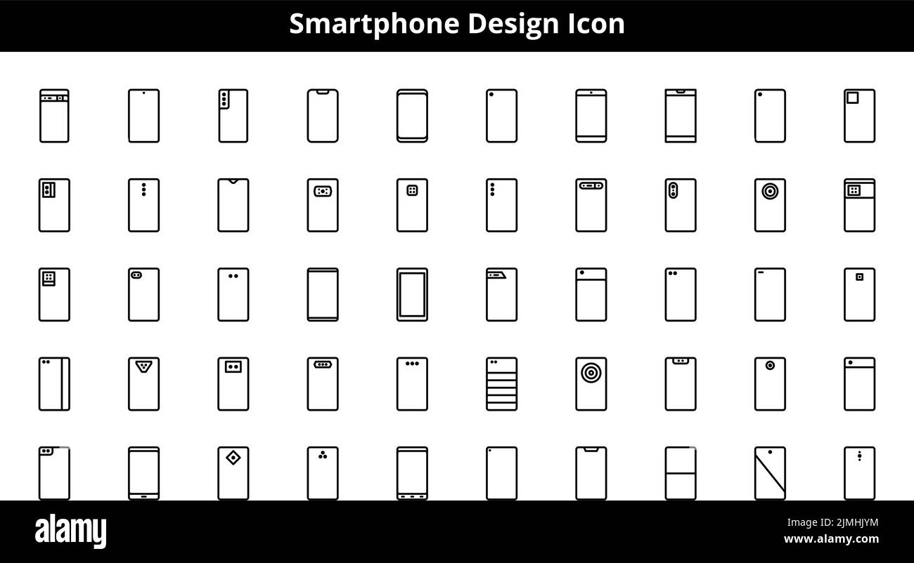 A set of outline icons of smartphones with a white background Stock ...