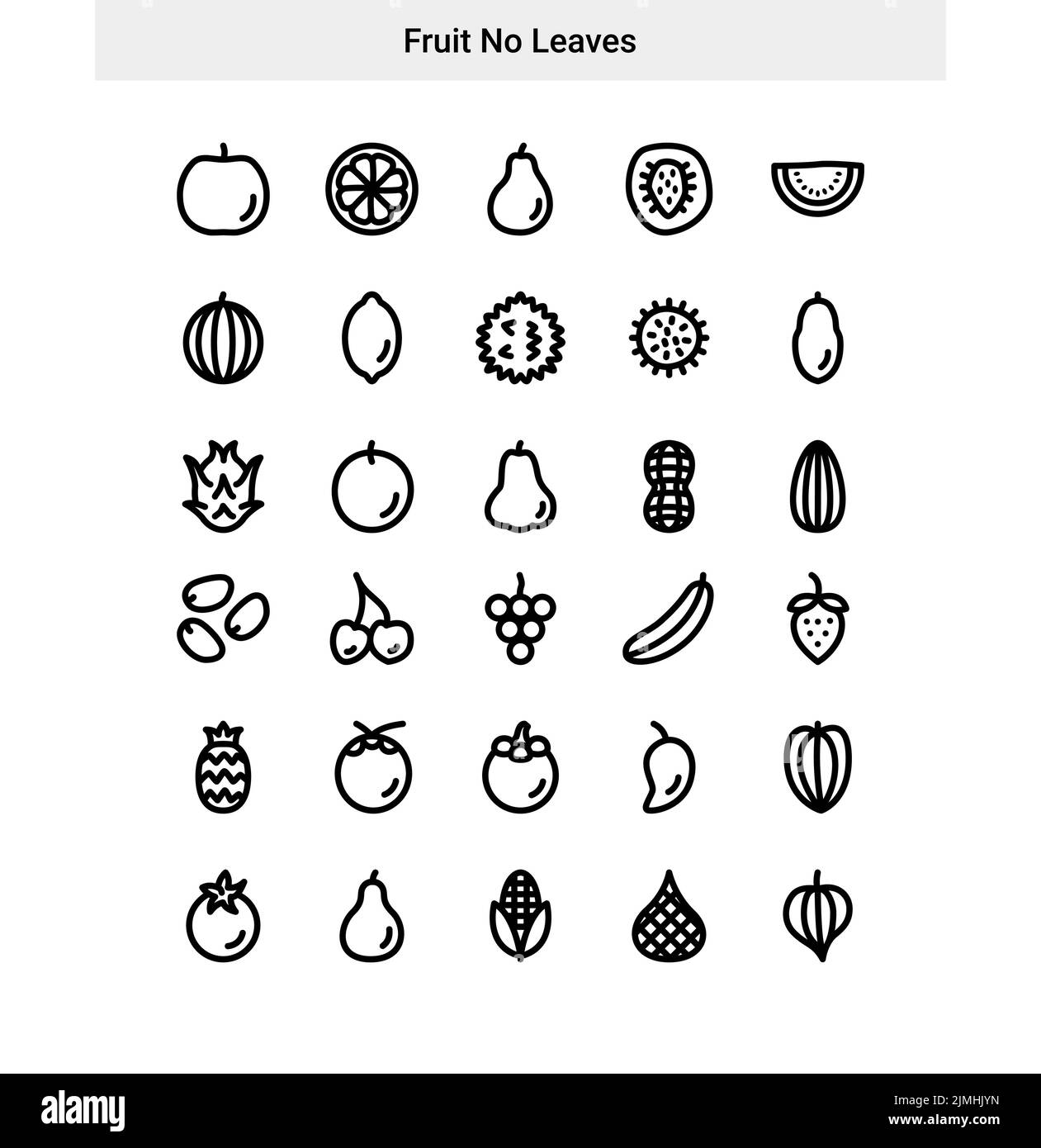 Fruits icons set outline Black and White Stock Photos & Images - Alamy