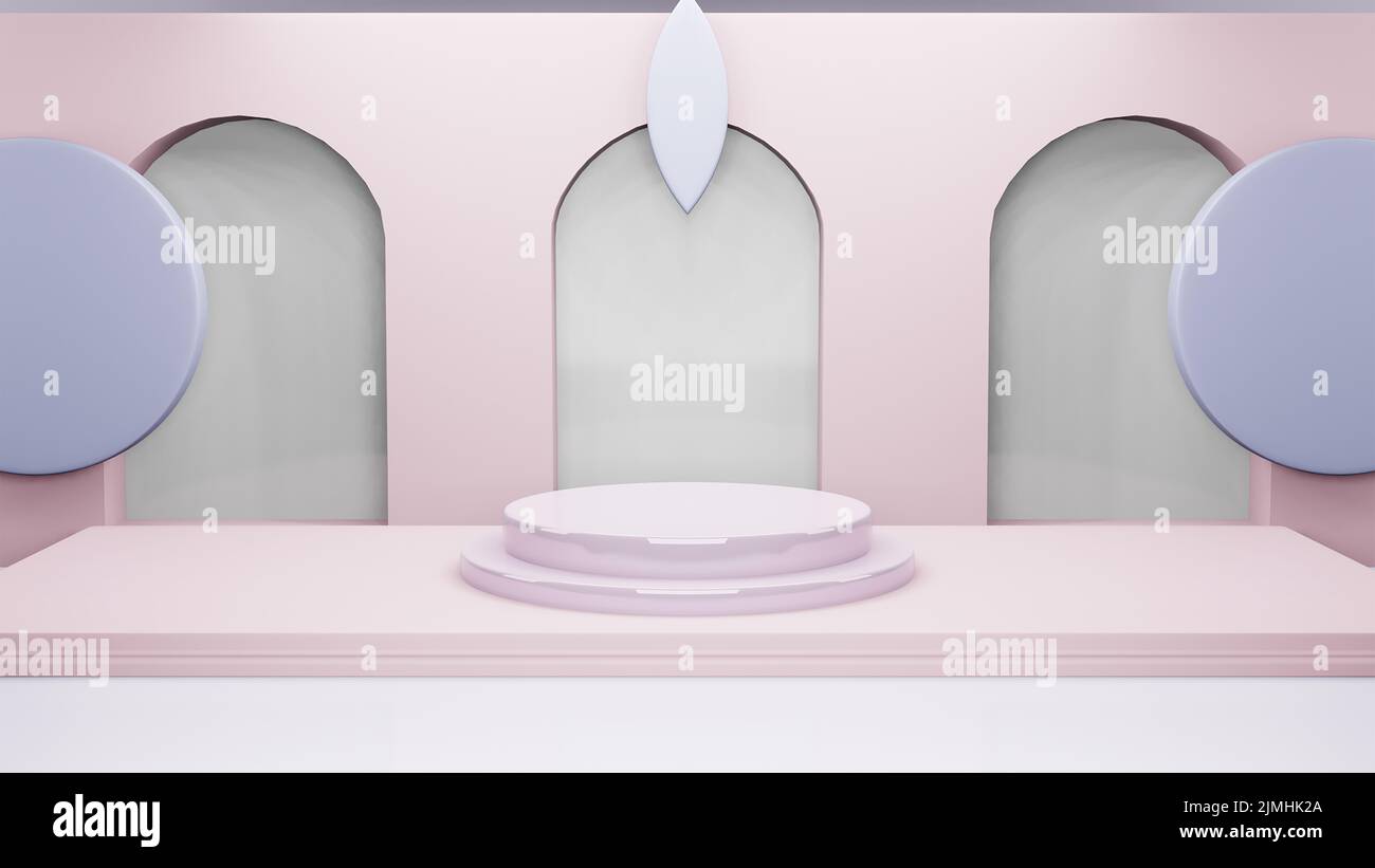 Abstract geometry shape podium, blue and purple pastel product stand ...