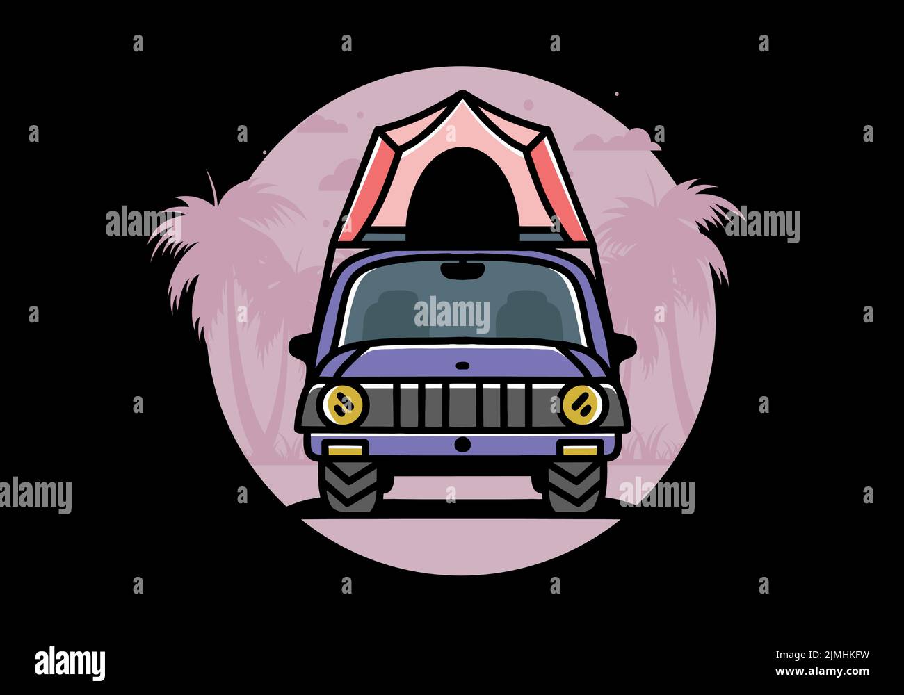 Illustration badge design of camping on the roof of car Stock Vector ...