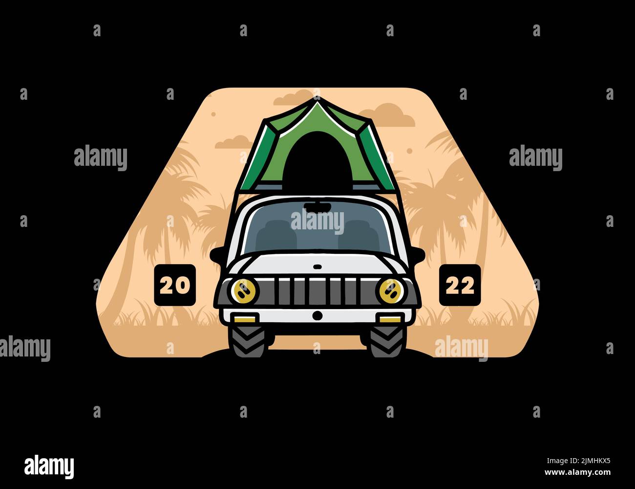 Illustration badge design of camping on the roof of car Stock Vector ...
