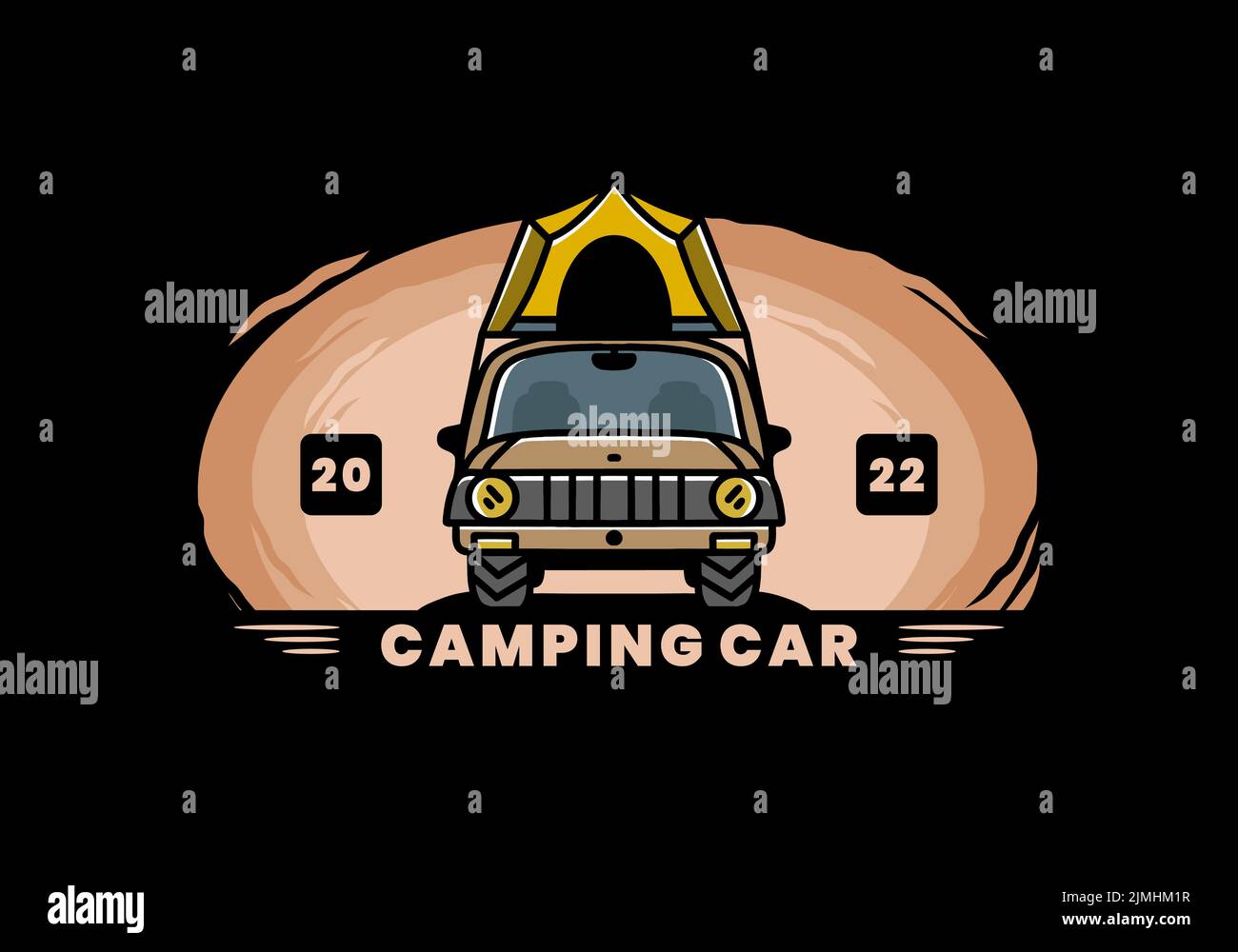 Illustration badge design of camping on the roof of car Stock Vector ...