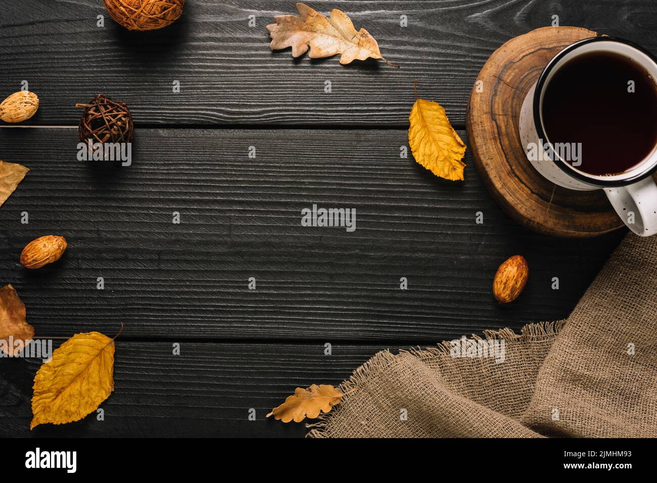 Border from mug autumn symbols Stock Photo - Alamy