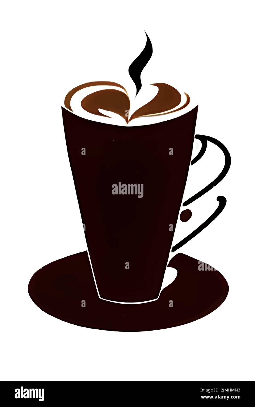 A vertical design of a cup of coffee isolated on white background Stock ...