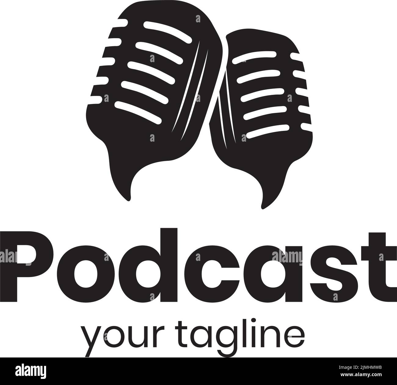 A vector design of sign microphones with text podcast your tagline ...