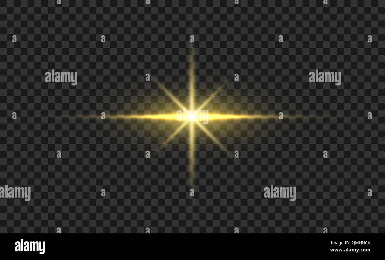 Golden glowing light. Gold glow flash with sparcle. Vector sunrise ...