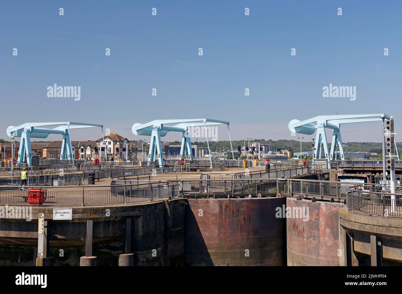 Bascule Bridges, for raising road to allow boats into and out of ...