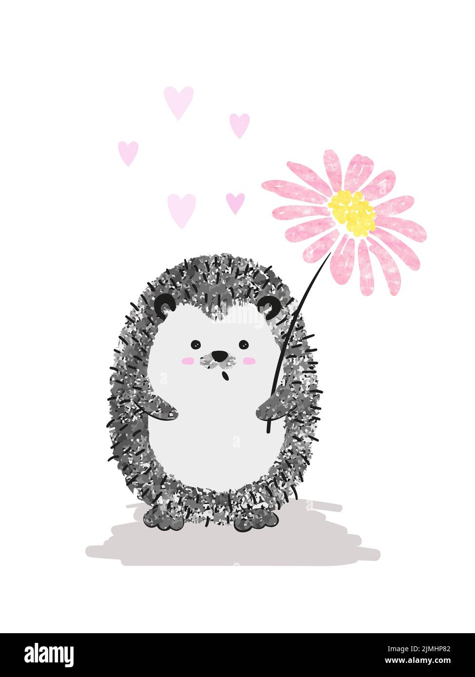 Cute cartoon hedgehog with flower. Vector illustration Stock Vector ...