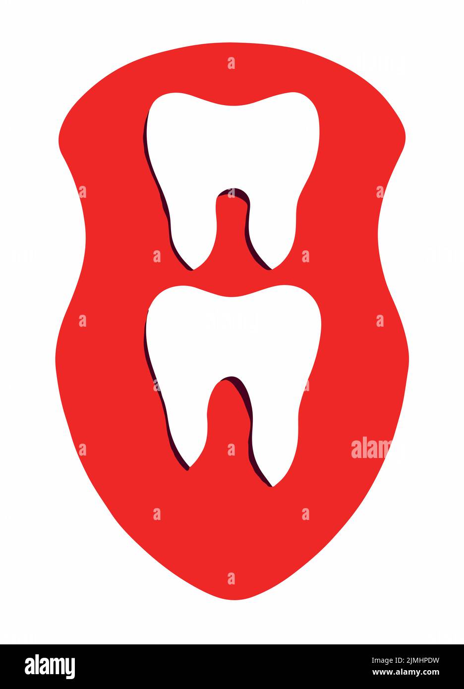 A vertical design of cartoon teeth isolated on white background Stock ...