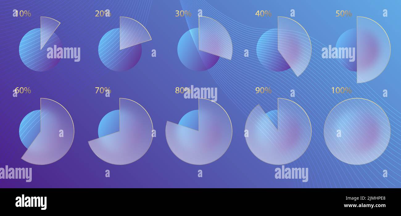 Glass morphism effect. Set of transparent frosted acrylic chart ...