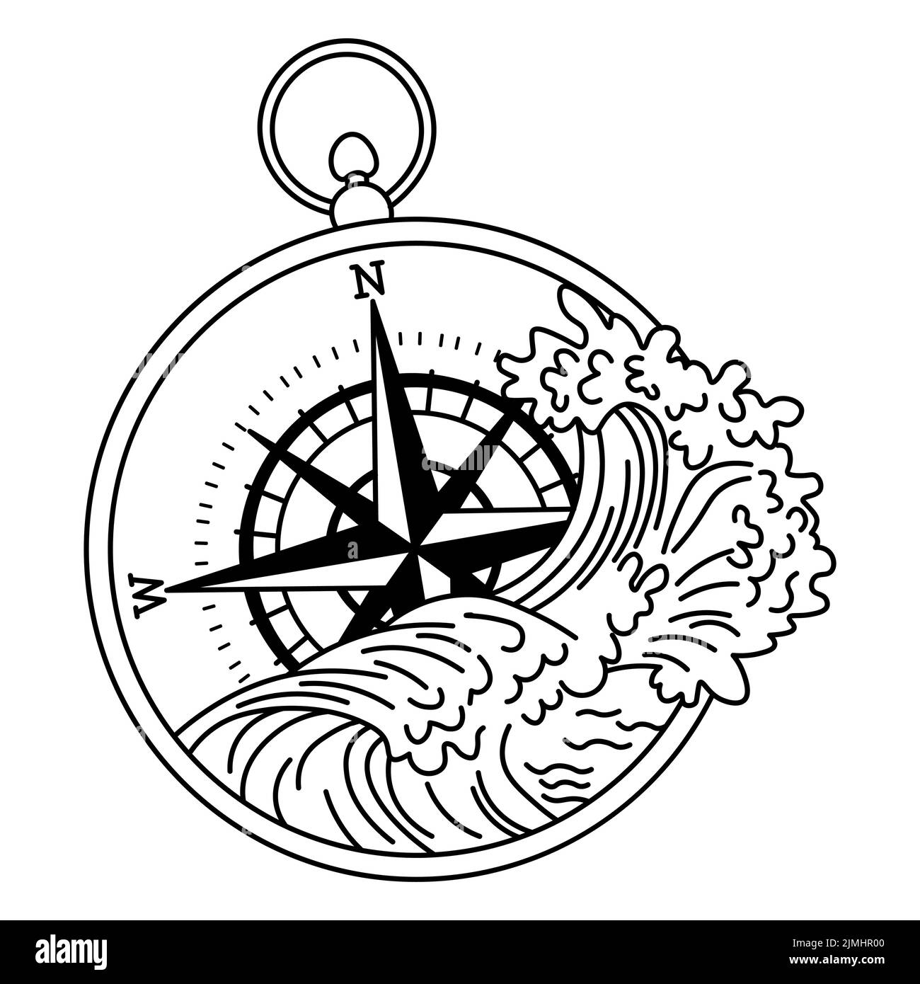 A compass with waves on a white background Stock Vector Image & Art - Alamy