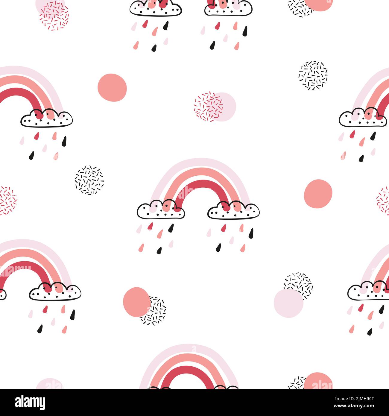 Seamless baby pattern with hand drawn rainbows. Vector illustration ...