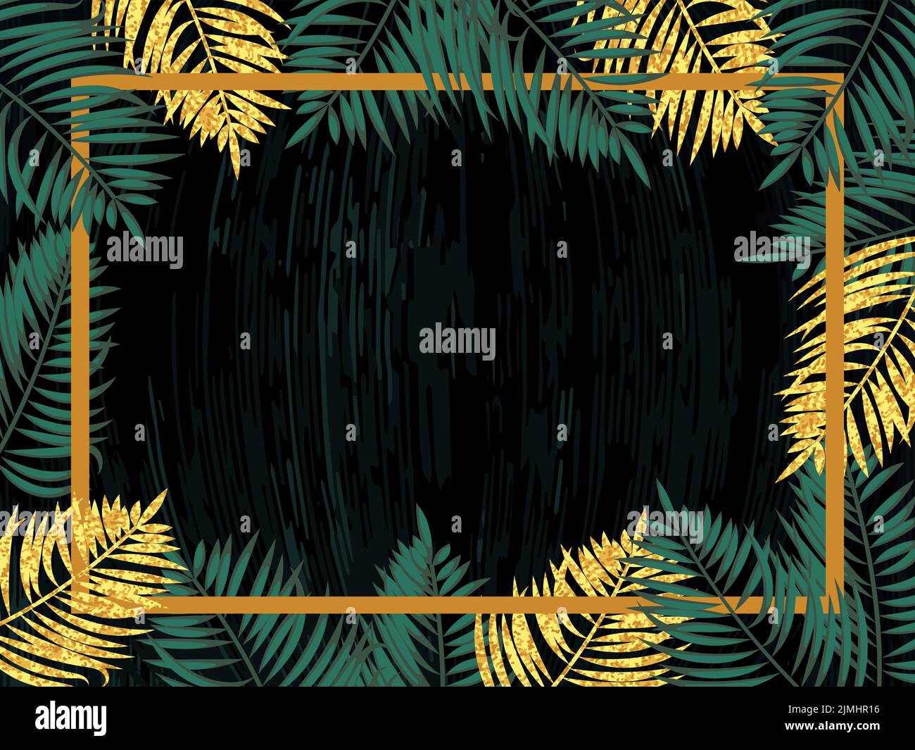 Tropical leaves frame. Exotic jungle rainforest border. Vector ...