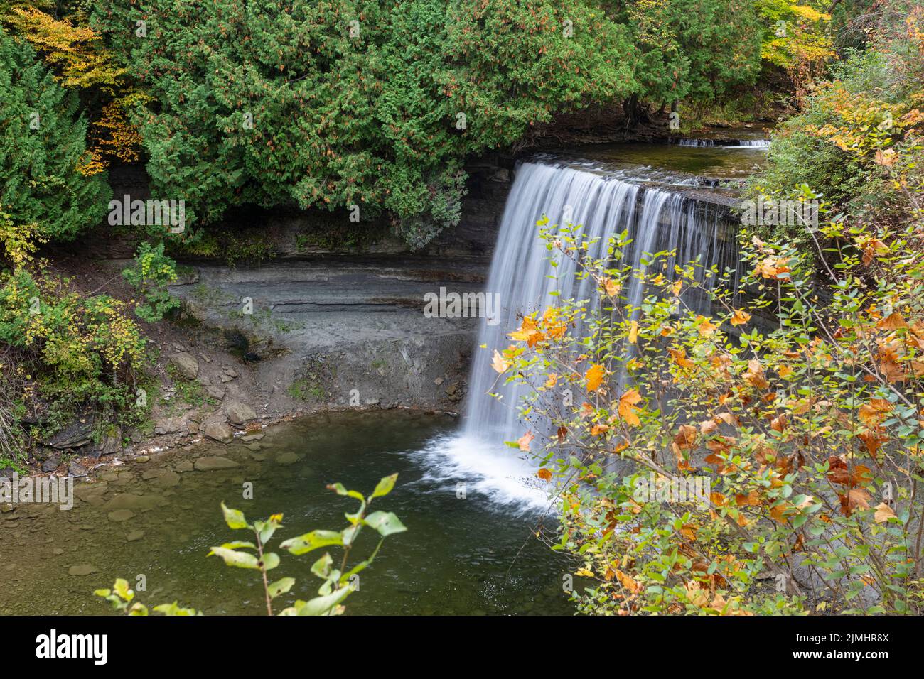 At 35 feet high, Bridal Veil Falls, on Ontario's Manitoulin Island ...