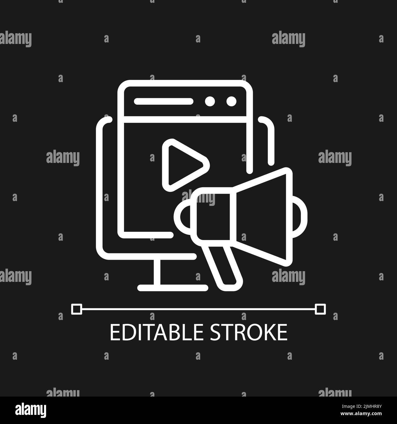 Video marketing pixel perfect white linear icon for dark theme Stock ...