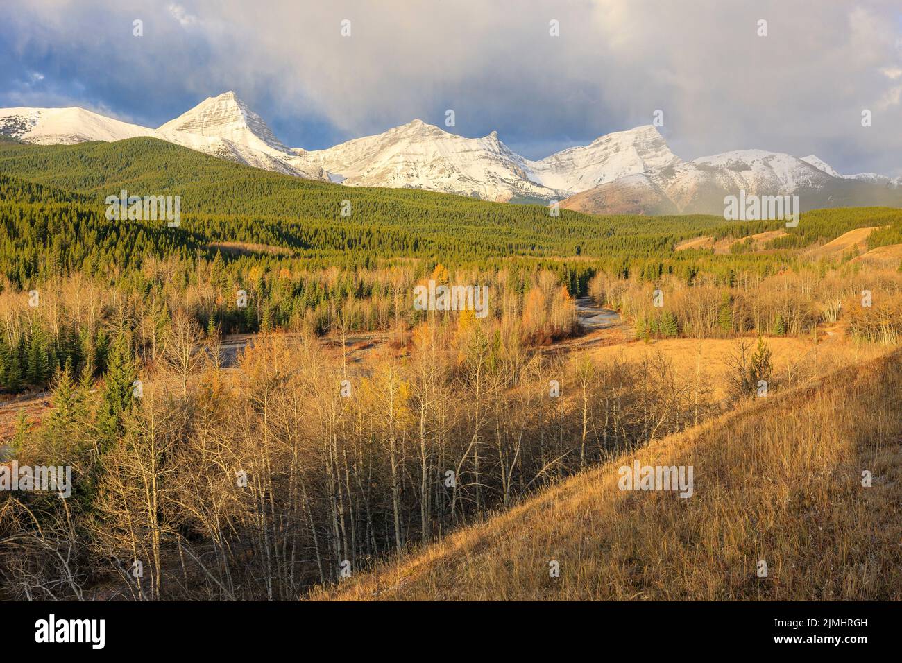 An autumn storm sweeping down from the mountains of the Elk Range in ...