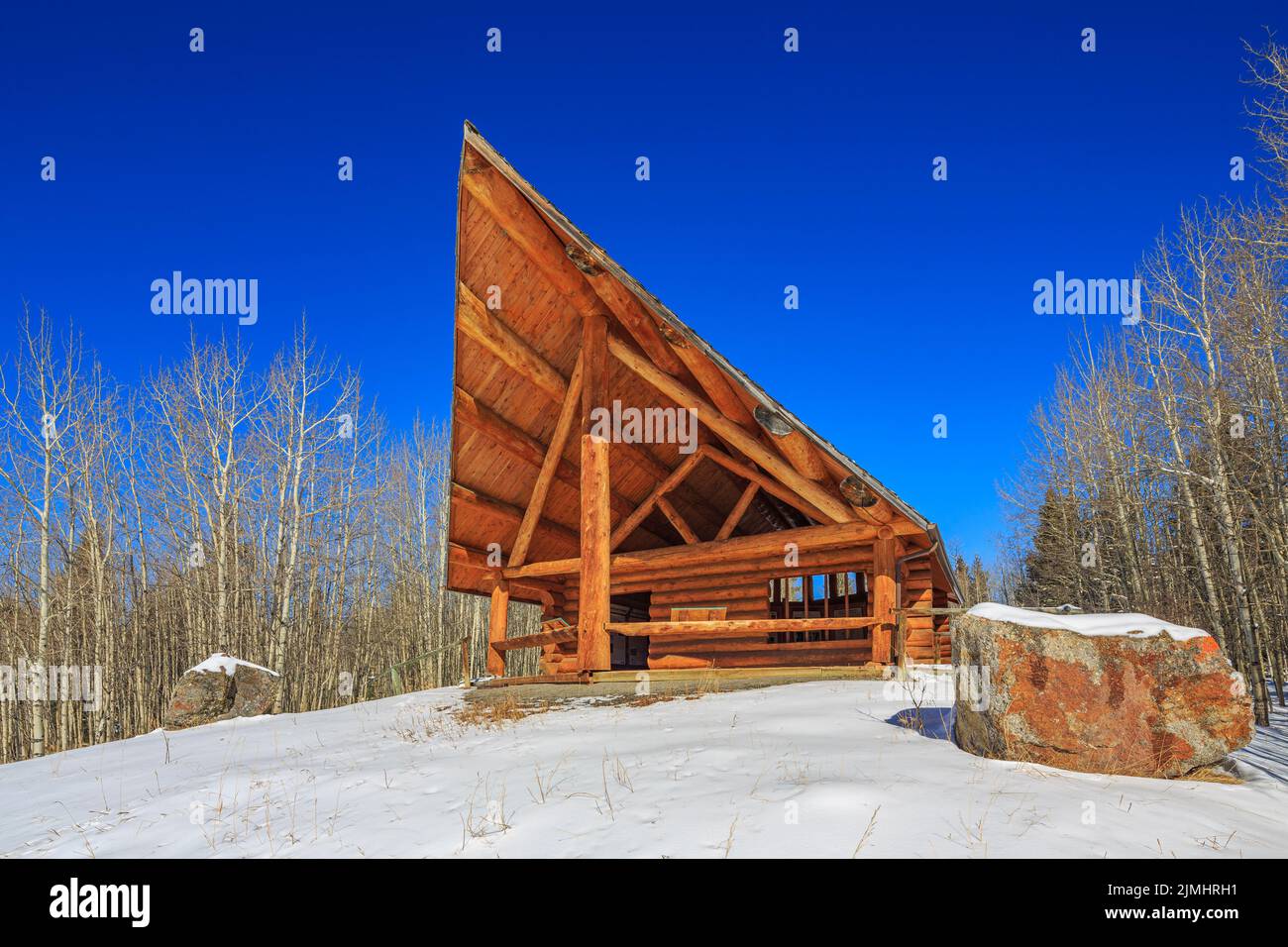 The log structure housing the interpretive centre at the Jumpingpound ...