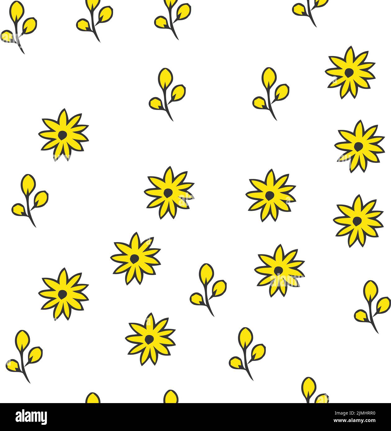 Simple floral texture. Flower silhouettes. Small meadow plants. Summer ...