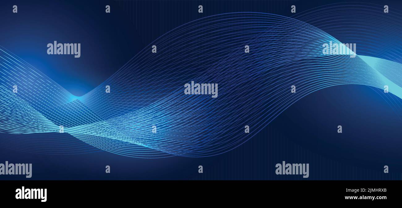 futuristic wave line particle backgrond with neon blue color gradient ...