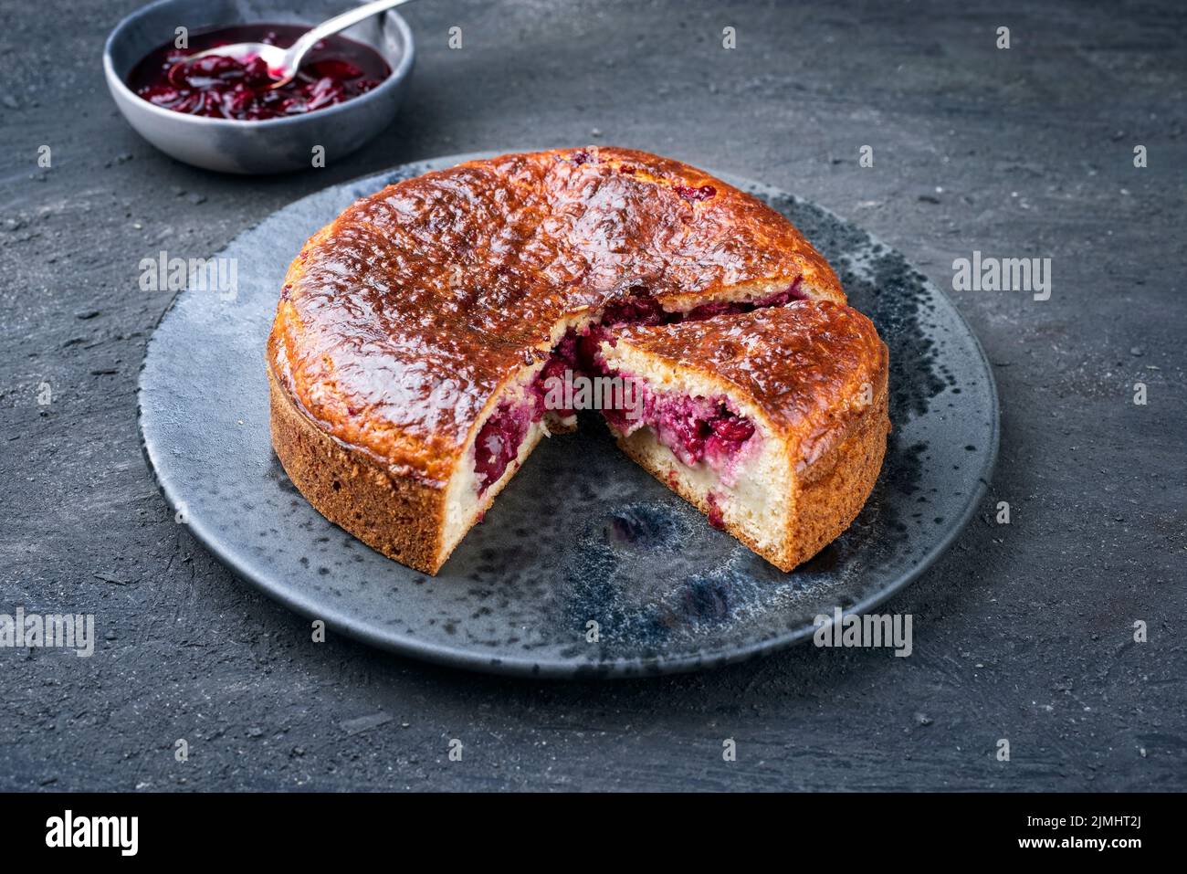 Modern style traditional French gateau basque shortcrust pastry cake ...