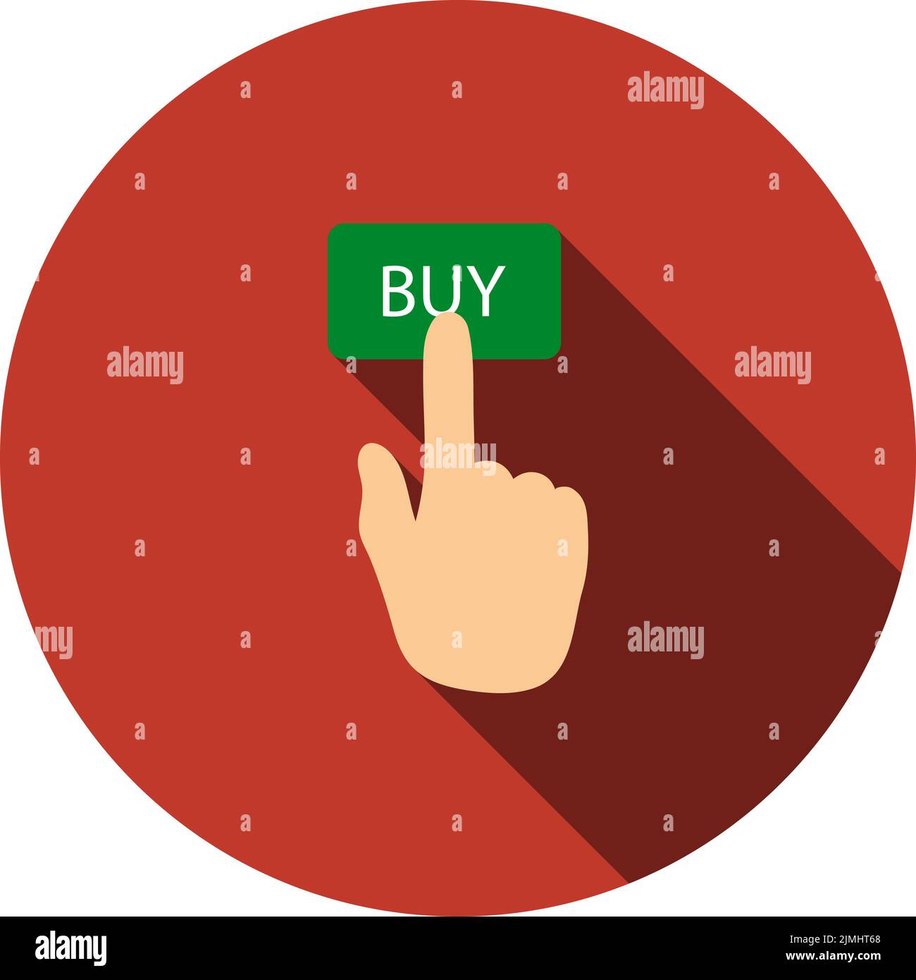 Finger Push The Buy Button Icon. Flat Circle Stencil Design With Long ...