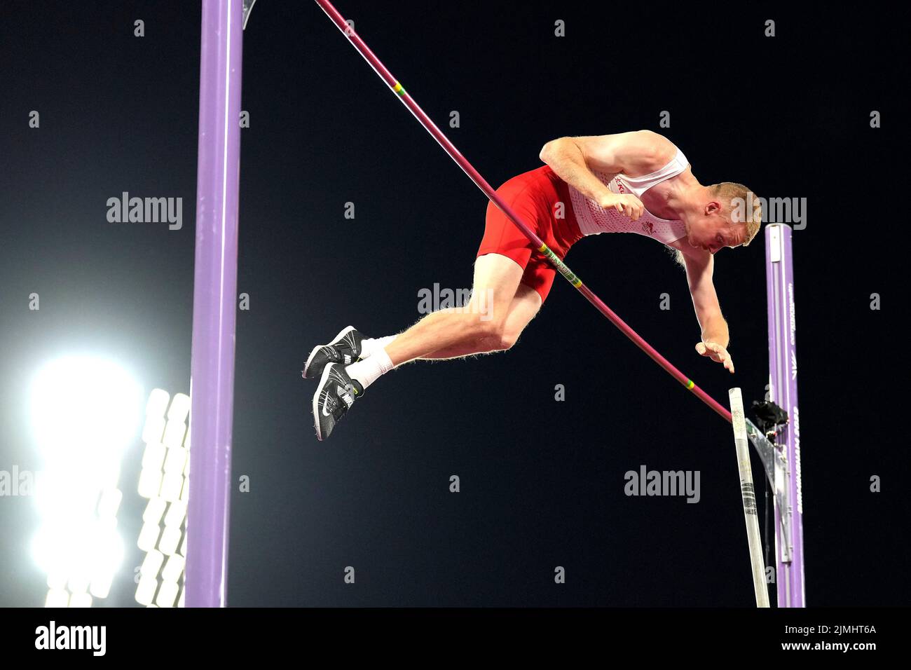 England's Adam Hague during the Men's Pole Vault Final at Alexander ...