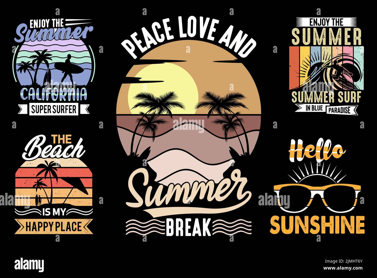 Summer T Shirt Design Bundle Summer Camp Vintage Graphic Vector
