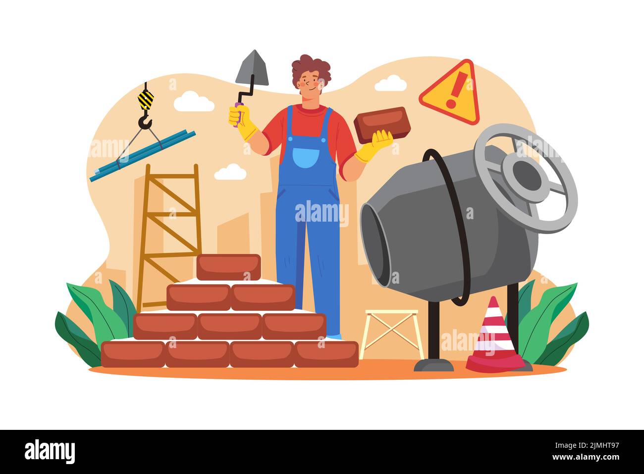 Man builder working in Stock Vector Images - Alamy