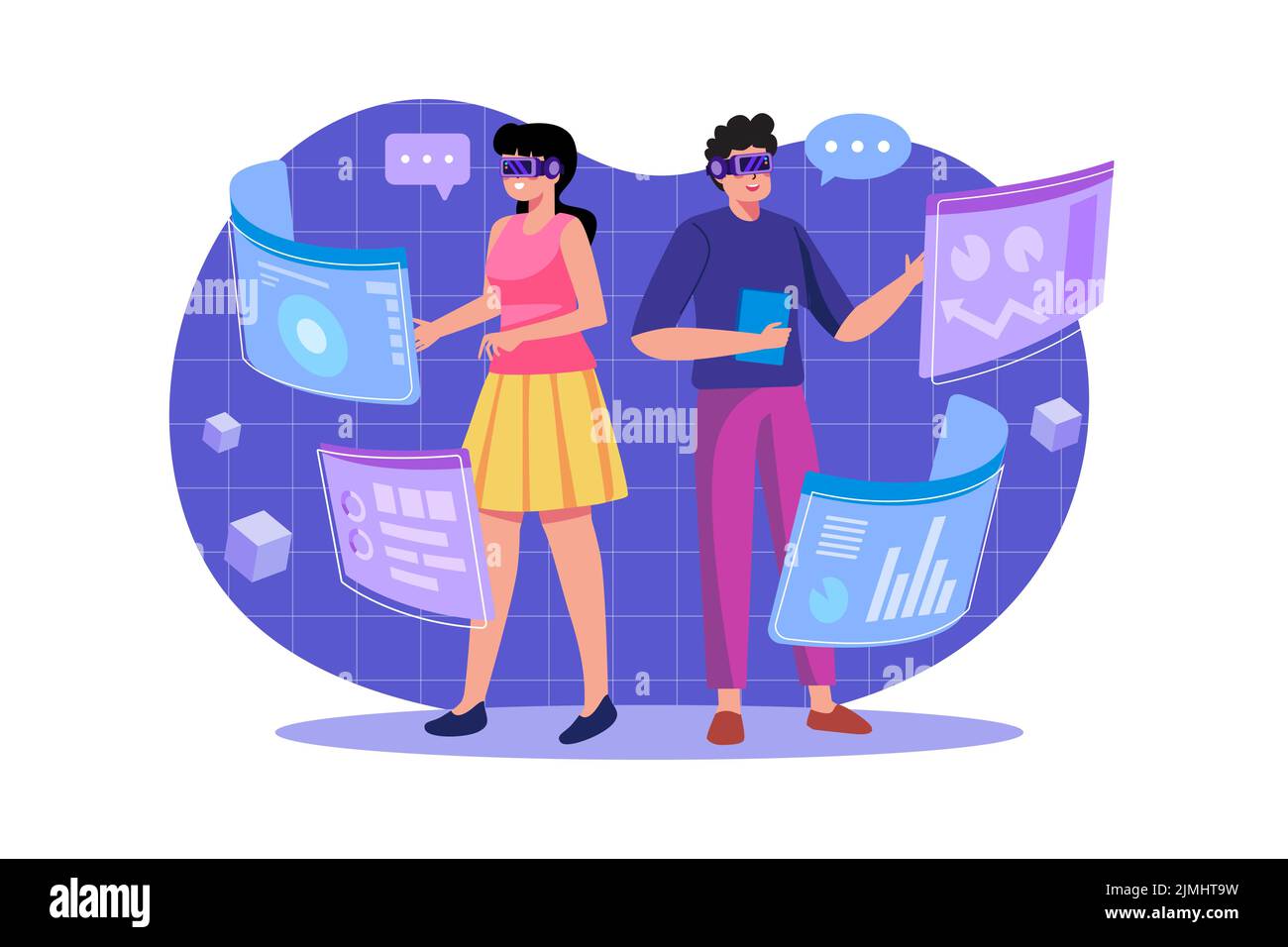 Business people using data Stock Vector Images - Alamy