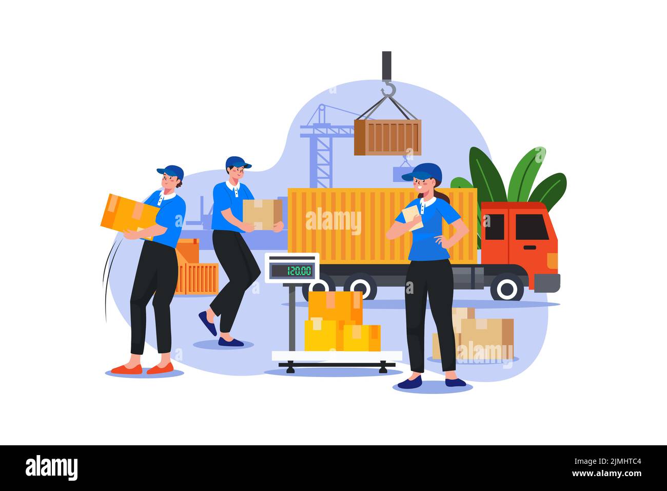 Warehouse worker unloading truck Stock Vector Image & Art - Alamy