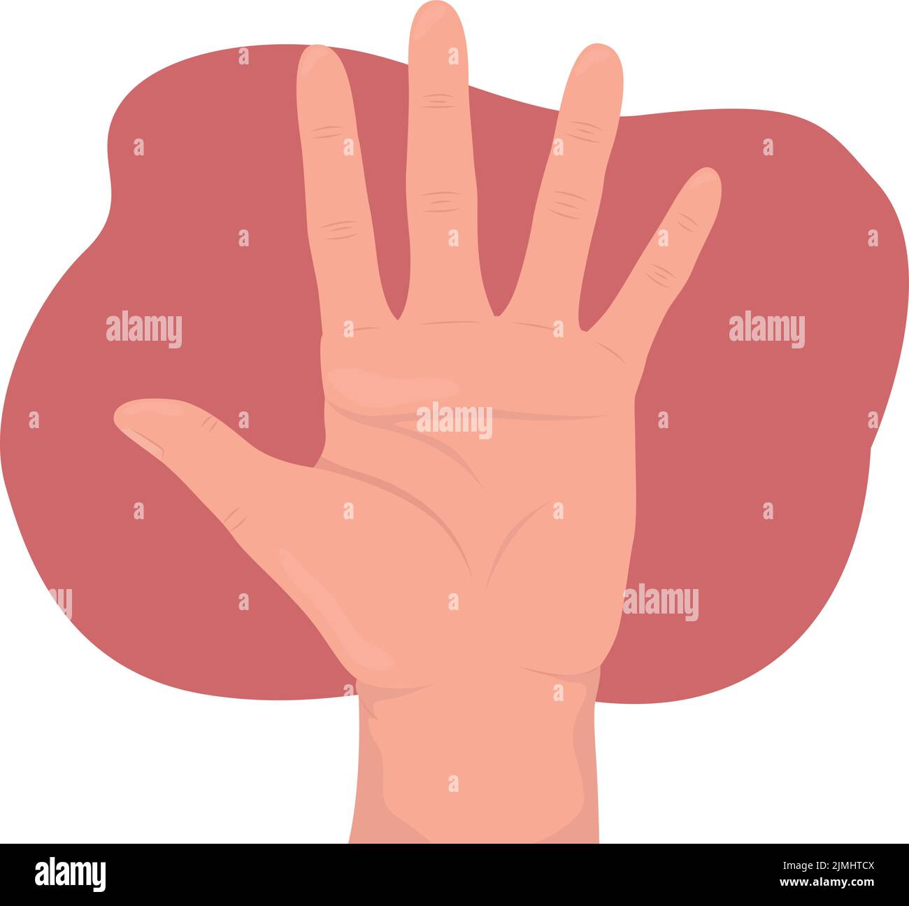 Palm with spread fingers 2D vector isolated illustration Stock Vector ...