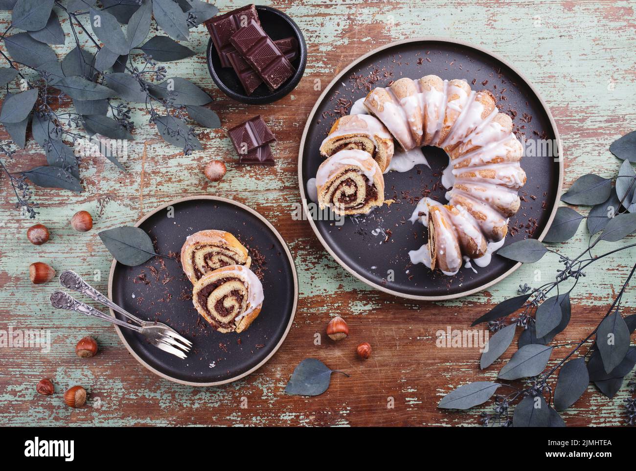 Traditional Polish babka bundt cake with hazelnuts Stock Photo - Alamy